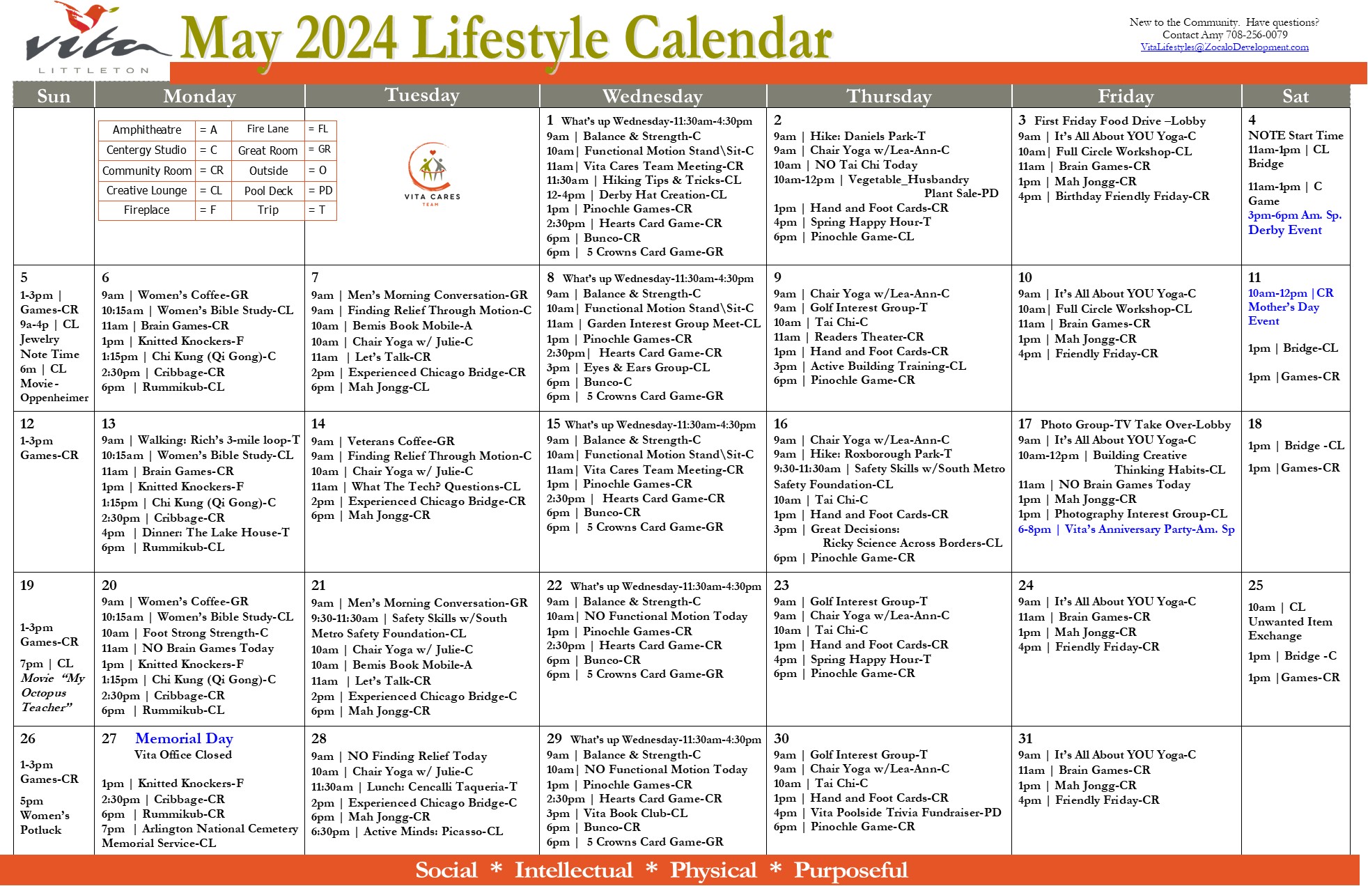 May Lifestyle Calendar 2024 - Vita Littleton - Vita Littleton